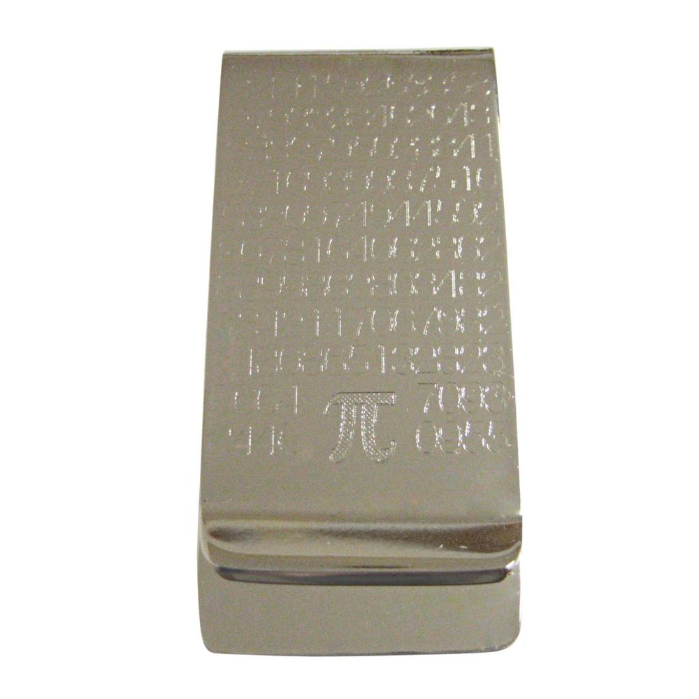 Vertical Etched Mathematical Pi Symbol Money Clip - Gem